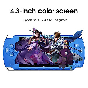 IZENGATE Blue Color X6 8GB 128-bit 10000+ Games 4.3inch Retro Handheld Video Game Console Support Music Video with Camera, Toy, Toys, Game, Game Player