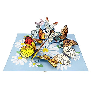 Gorgeous Butterflies,3D Pop Up Greeting Card For All Occasions,Love, Birthday, Christmas, Mother's Day, Good Luck, Congrats, Get Well,Message Note for Personalized,Thick Envelope, Fold Flat