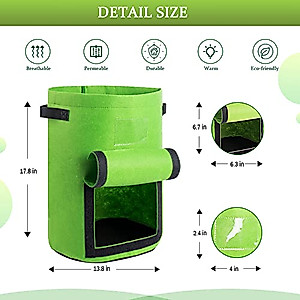 Potato Grow Bags with Flap, 4 Pack 10 Gallon Planter Bags with Harvest Window and Durable Handles, Garden Non-Woven Fabric Grow Bags for Potato Tomato and Vegetables