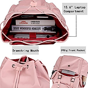 Large Waterproof Computer Laptop Backpack 15.6 inch College School Backpack Travel Hiking Backpack for Women (Pink)
