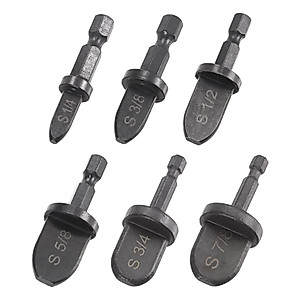 uxcell Swaging Tool Drill Bit Set 1/4" Hex Handle Repairing Flaring Tool with 1/4" 3/8" 1/2" 5/8" 3/4" 7/8" Bits for Air Conditioning Copper Aluminum Pipe