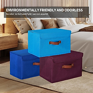 SAMORADREA 9 Pack Storage Basket Bulk Decorative Storage Bins Containers Fabric Bins with Lids for Shelves Drawers, Desktop, Closet, Playroom, Office, Bedroom (Rainbow, 15X10X10)