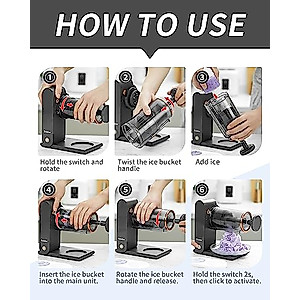 Shaved Ice Machine Electric - Rechargeable Snow Cone Maker, Frozen Dessert Machine Makes Soft Smoothies, Slushie (Dark Grey)