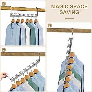 Cycleacc Magic Space Saving Hangers, Retractable Closet Hangers with 9 Holes, Multi Hangers Space Saving, Space Saving Hanger for Clothes, Closet Organizers Storage, Dorm Room Essentials (5 Pack)