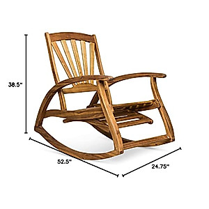 Christopher Knight Home Alva Outdoor Acacia Wood Rocking Chair with Footrest, Teak Finish