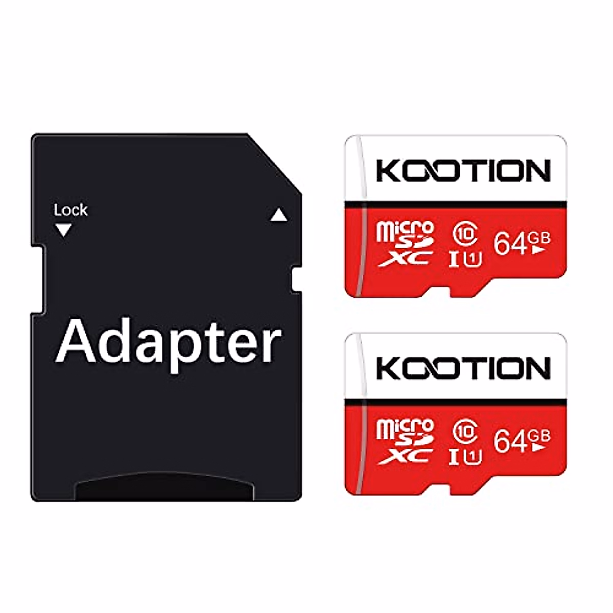KOOTION 64GB Micro SD Card 2 Pack Ultra Micro SDXC Memory U1 Card Class 10 Micro SD Cards 64GB High Speed TF Card R Flash, C10, U1, 64 GB (2 Pack)