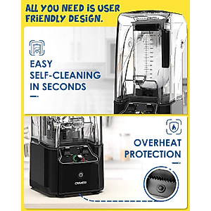 CRANDDI Quiet Shield Blender K90-B bundle with K90-R, 2200W,80 oz Pithcer