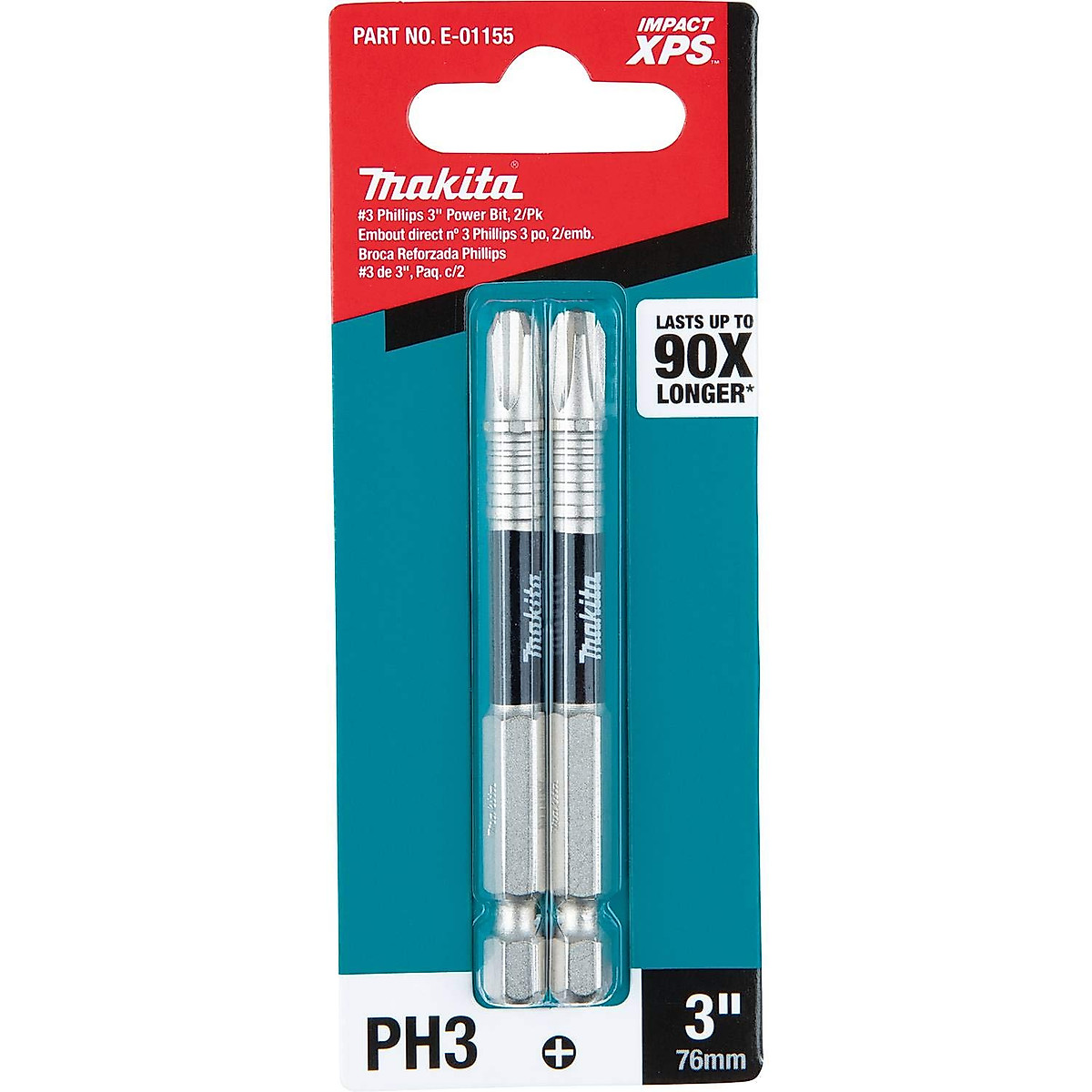 Makita E-01155 Impact XPS™ #3 Phillips 3" Power Bit, 2/pk