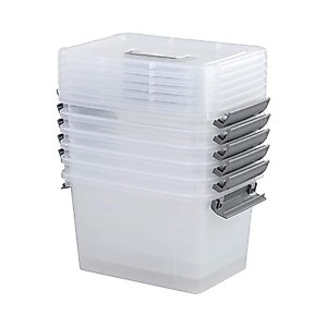 Kiddream 6-Pack Plastic Clear Latch Storage Boxes, 6 Liter Small Boxes with Lids