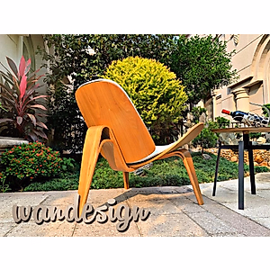 Kleanbe Mid-Century Modern Leather Shell Chair (White)