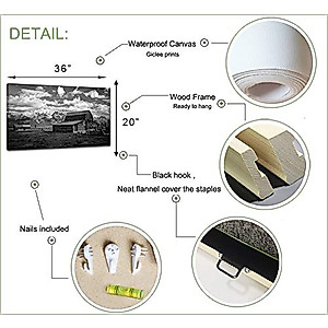 LevvArts Grand Teton National Park Picture Canvas Wall Art Black and White Moulton Barn Poster Prints USA Landscape Wyoming Canvas Artwork for Home Living Room Decor Framed Ready to Hang