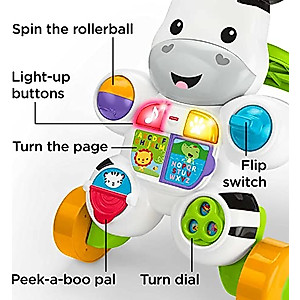 Fisher-Price Baby to Toddler Learning Toy, Learn with Me Zebra Walker with Music Lights and Activities for Ages 6+ Months