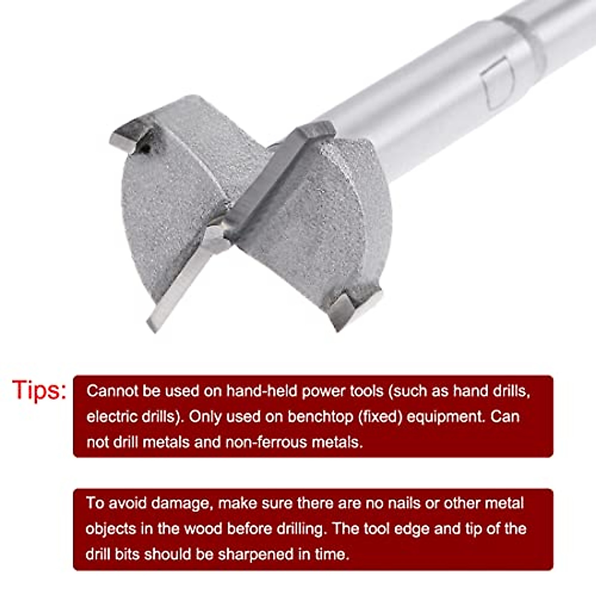 uxcell Forstner Drill Bits 24mm, Tungsten Carbide Wood Hole Saw Auger Opener, Woodworking Hinge Hole Drilling Boring Bit Cutter, 2pcs (Gray)