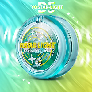 YOSTAR D5 Light Up Yoyo Professional with Led Light, Responsive Yoyo for Kids Beginner, Looping Yoyo for 2A Yo-yo Tricks with Extra 4 Battery + 5 yoyo Strings + Yo yo Sack+ Gloves (Green)