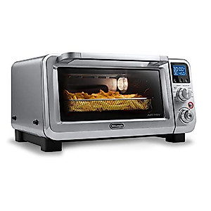De'Longhi Air Fry Oven, Premium 9-in-1 Digital Air Fry Convection Toaster Oven, Grills, Broils, Bakes, Roasts, Keep Warm, Reheats, 1800-Watts + Cooking Accessories, Stainless Steel, 14L, EO141164M