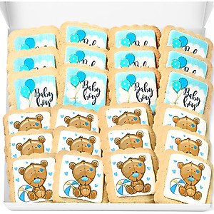Baby Shower Cookies Baby Boy 24 PACK Dessert Table Party Favors Decorated Individually Wrapped Sugar Cookies Gift