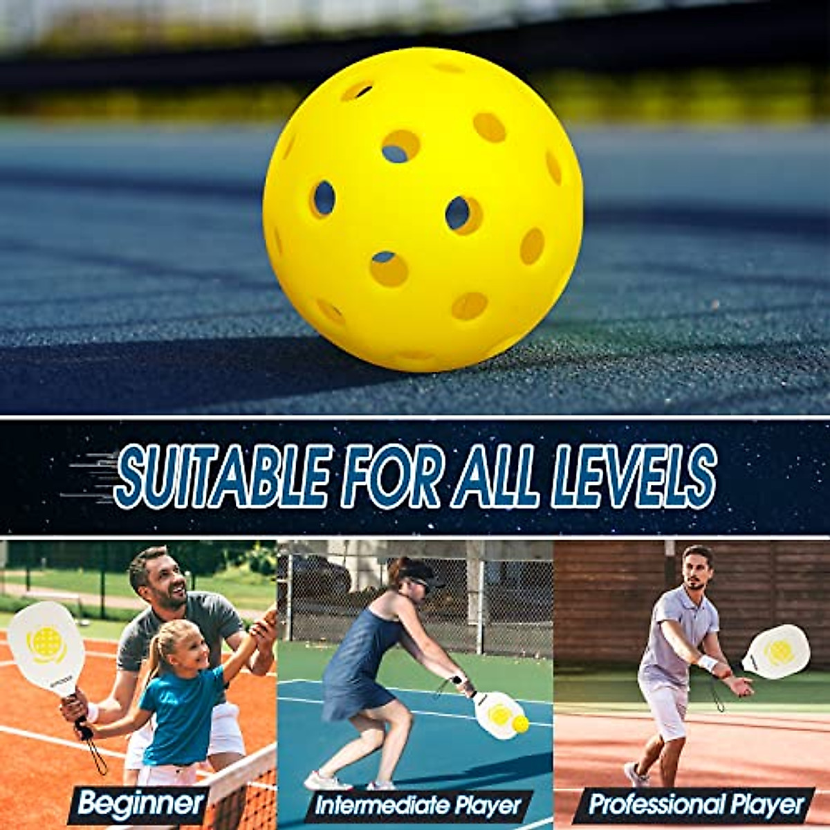 Portable Pickleball Net Set, EPOGG Official Size Pickleball Net System with 4 Pickleball Paddles, 2 Outdoor Pickleballs, Carry Bag and Heavy Duty Steel Frame for Professional Sports Training