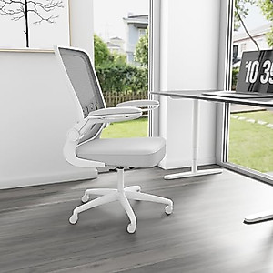 Boss Office Products Mesh Task Chair with Flip Up Arms, Grey/White