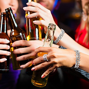 Hicarer 2 Pieces Link Chain for Women Necklace Bracelet Heavy Strong Link Chain Bling Unisex