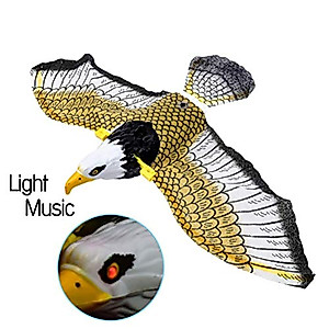 Bird Repellent Hanging Eagle, Hanging Eagle with Music Flying Bird Scarer, Luminous Bird Repellent Hanging Eagle Garden Decoration