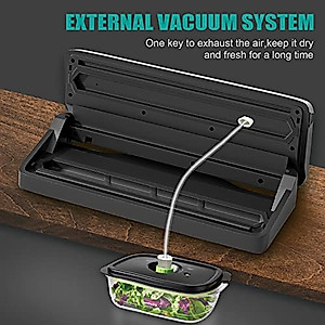 Vacuum Sealers, YUCHENG Vacuum Food Sealer Machine Dry/Moist Mode with Air Sealing System for Sous Vide and Food Storage, Food Saver Vacuum Sealer with 10 Vacuum Seal Bags & 1 Air Suction Hose-Black