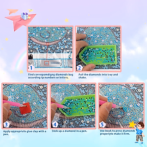 MVVMTOP 16 Pack Diamond Painting Kit for Beginner Gem Art Kits Paint by Number Holiday Crafts Supplies Gifts for Wall ，Tabletop(6''X6'',Cute Mini Animal)