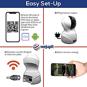 Security Camera Full HD 1080P WiFi Baby/Pet/Home Monitor - weJupit Wireless Indoor Pan/Tilt/Zoom IP Camera, Motion Detection, Two-Way Audio, Night Vision - Cloud Storage