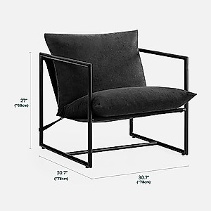 ZINUS Aidan Sling Accent Chair / Metal Framed Armchair with Shredded Foam Cushioning, Black