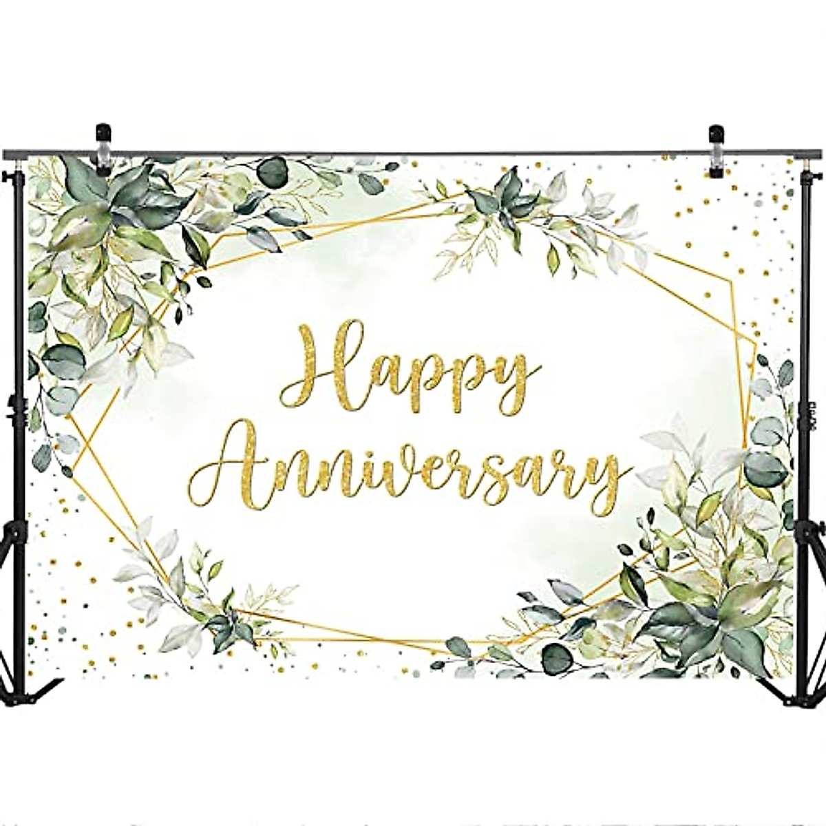 Mocsicka Greenery Happy Anniversary Backdrop 7x5ft Cheers to Wedding Anniversary Bridal Shower Party Decorations Photo Backdrops Miss to Mrs Photography Background