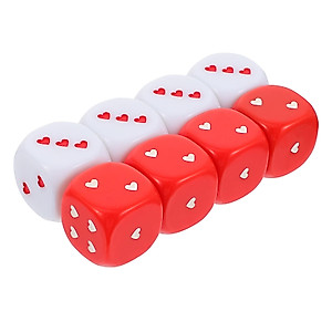jojofuny Acrylic Dice 8pcs carnival party games kids brain teasers dice for teaching math 25MM Heart Dice