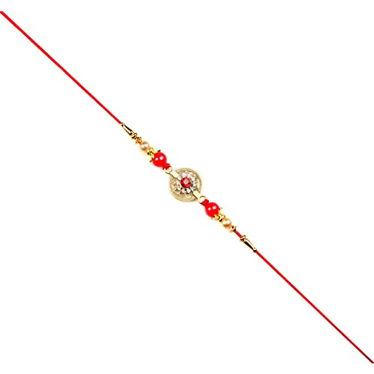 Lumba Rakhi for Brother & Bhabhi Set / Bhaiya Bhabhi Rakhi Thread Jodi Kundan Rakhi Combo (Design 1, Standard)