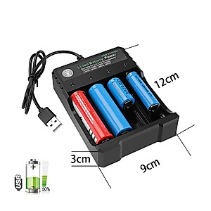 18650 Battery Charger 4-Bay 5V 2A for Rechargeable Batteries 3.7V Li-ion TR IMR 18650 14500 16340(RCR123) Red/Green Display (Not Battery)