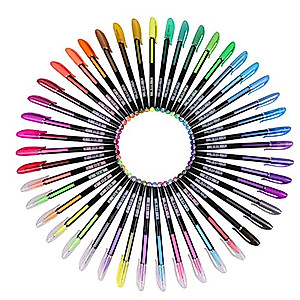 WITERY Gel Pens Set for Adult Coloring Books – Premium Ink Medium Tip Marker set Includes 48 Quantity Artist Quality Coloring Pens: 12 Glitters, 12 Metallic, 12 Pastels, 12 Highlighters