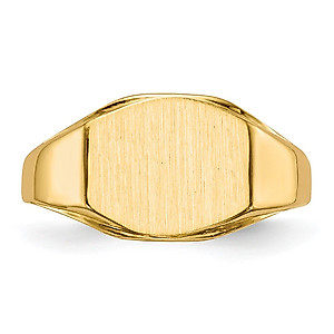 Solid 14k Yellow Gold 8.5x11.5mm Open Back Engravable Monogram Signet Ring Band Size 5