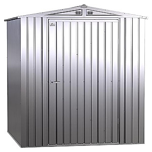 Arrow Shed Elite 6' x 6' Outdoor Lockable Gable Roof Steel Storage Shed Building, Silver