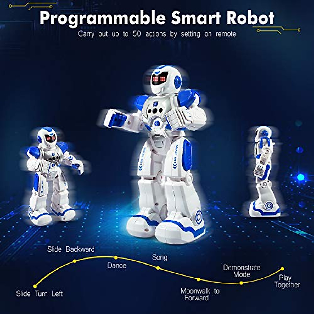 Onadrive Remote Control Robot for Kids Intelligent Programmable Robot with Infrared Controller,Dancing,Singing, Moonwalking and LED Eyes,Gesture Sensing Toys Kit for Childrens Entertainmen (Blue)