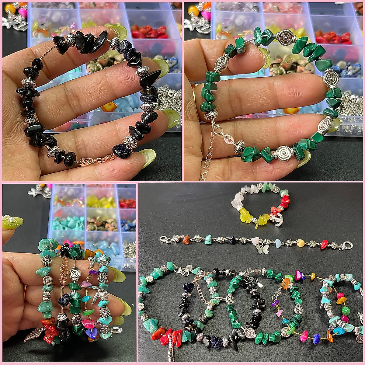 Xmada Jewelry Making Kit - 1587 PCS Beads for Jewelry Making, Jewelry Making Supplies with Crystal Beads, Jewelry Plier, Beading Wire , Earring Hooks, Ring , Bracelet Making Kit for Girls and Adults