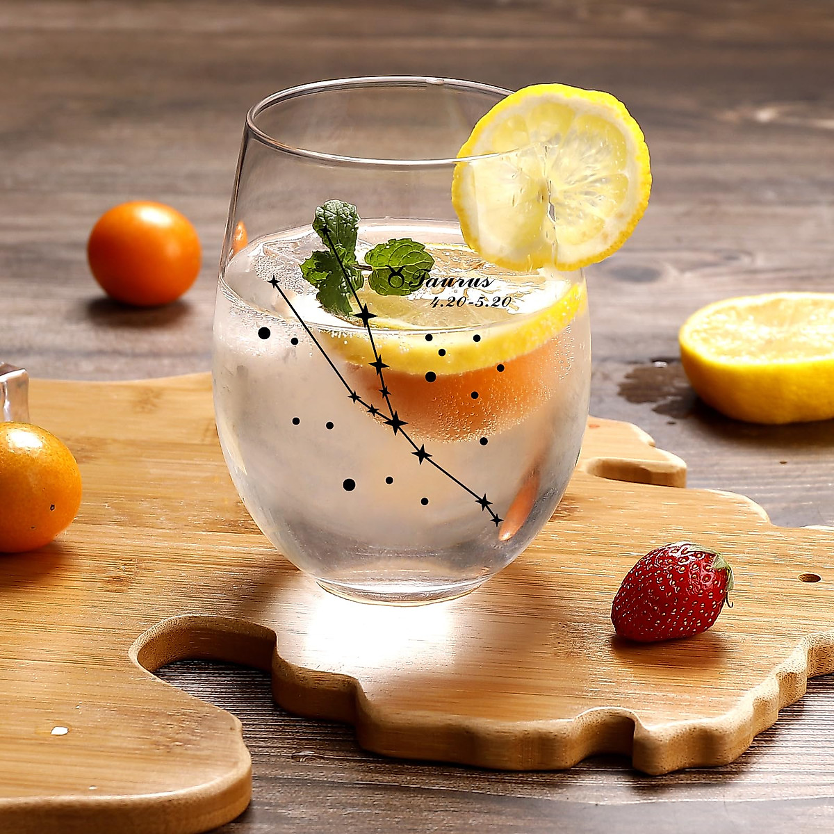 HOHY Taurus Wine Glass Taurus Gift for Women Men 20oz, Taurus Stemless Wine Glasses, Constellation Glass, Horoscope Gift, Astrology Gift for Women Men