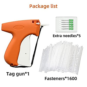 1606 Pieces Clothing Tagging Gun Kit for Clothes Labeler, Garment Price Tag Attacher Gun with 6 Steel Needles and 1600 1-in Barbs Fasteners for Fine Tagging Applications
