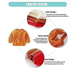 Newborn Baby Boys Girls Sweater Romper Long Sleeve Knitted Jumpsuit Outfit with Warm Hat Set (12-24 Months) Cream