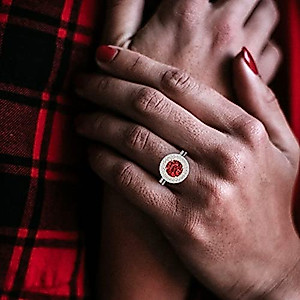 Clara Pucci 2.92ct Round Cut Halo Pave Solitaire Halo Accent Scarlet Red Garnet Statement Bridal Ring Band Set 14k White Rose Gold 6