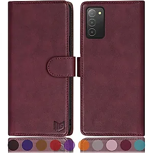 SUANPOT for Samsung Galaxy A03S Wallet case 【RFID Blocking】 Credit Card Holder, Flip Folio Book PU Leather Phone case Shockproof Cover Women Men for Samsung A03S case (Wine Red)