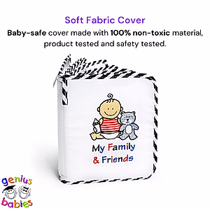 Baby's First Photo Album - My First Family Photo Album - Soft Fabric, Baby Safe, Easy to Clean, Holds 15 Photos, Personalize with Your Favorite Pictures, No Hard Edges