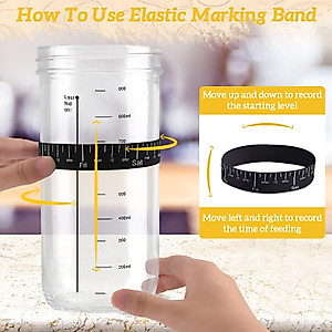 Tyniaide 35oz/1000ml Sourdough Starter Kit – Extra Thermometer Strips and Breathable Covers Included in Sourdough Starter Jar – A Perfect Sourdough Bread Starter Kit for Beginners to Expert