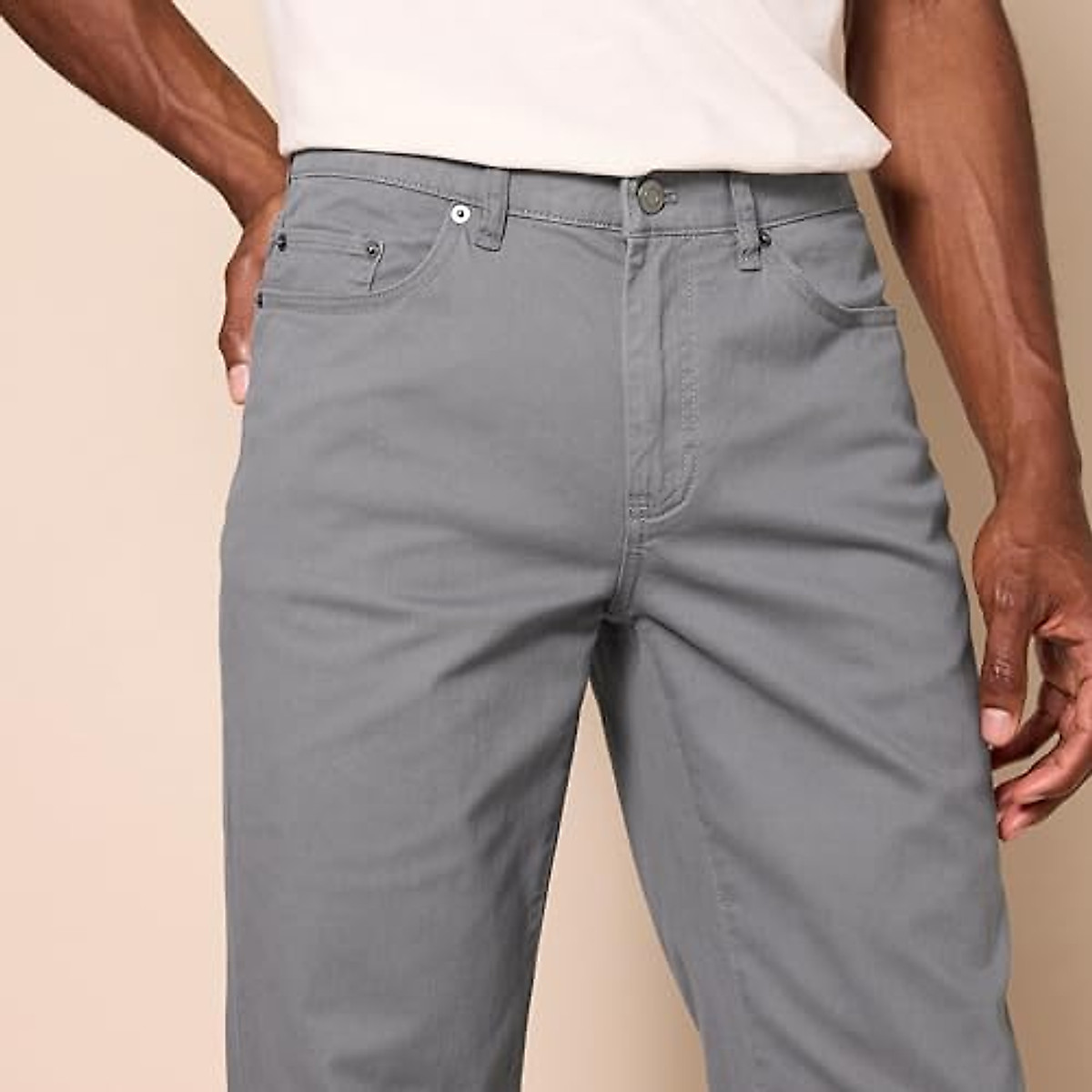 Amazon Essentials Men's Straight Fit 5-Pocket Stretch Twill Pants, Dark Grey, 30W x 30L
