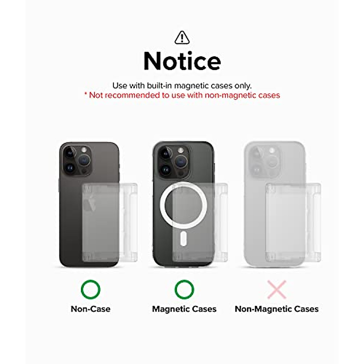 Ringke Magnetic Side Slot Card Holder for Phone Case, Business Card Holder for Back of Phone, ID Credit Card Wallet Compatible with Magsafe, and iPhone 14, 13, 12, Pro Max Mini - Clear Mist