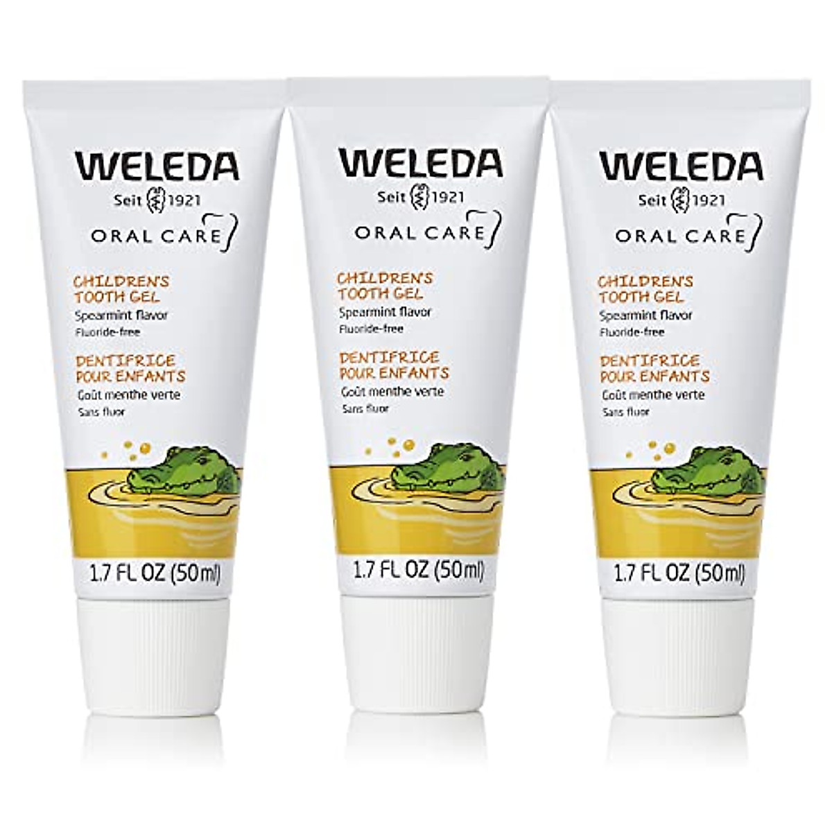 Weleda Oral Care Children's Tooth Gel, 1.7 Fluid Ounce (Pack of 3), Fluoride Free, Spearmint Flavor, Plant Rich Toothpaste with Calendula, Silica and Fennel