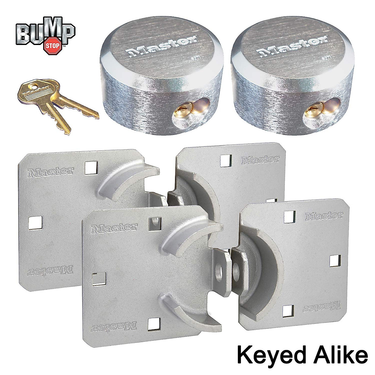 Master Lock - Hasp/Hidden Shackle Keyed Alike Padlocks 770-6271NKA-2 w/BumpStop Technology