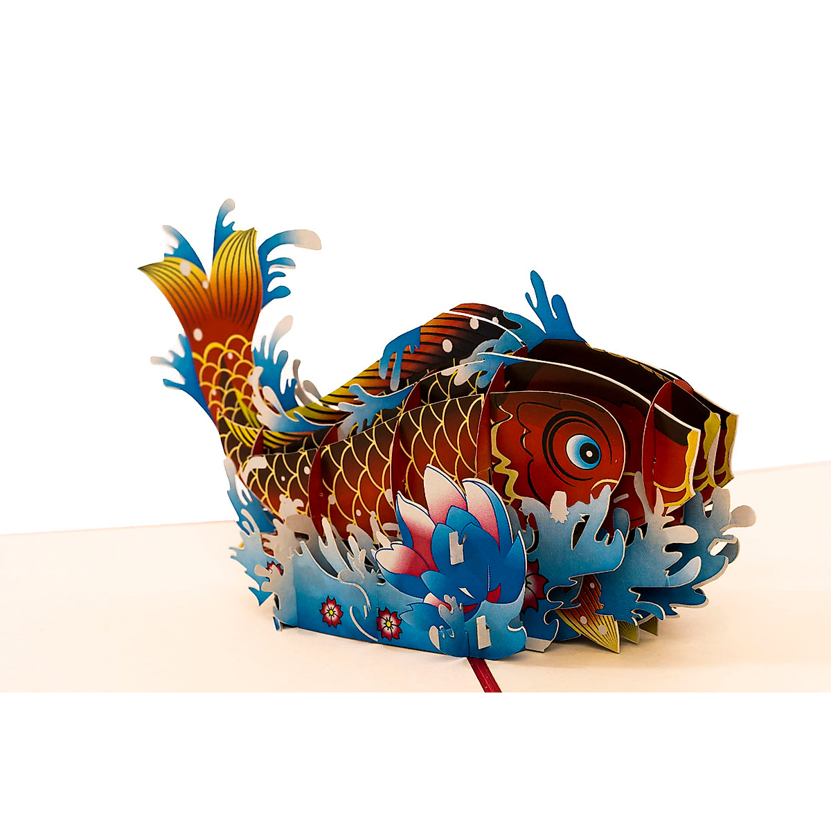 iGifts And Cards Lucky Red Koi Fish 3D Pop Up Greeting Card – Mother’s Day Gift, Unique Nature Inspired Birthday Party, Thank You Card With Fish, Big Retirement Present, 6x8