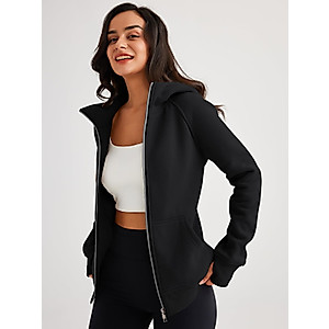 Trendy Queen Womens Fleece Jackets Full Zip Sweatshirts Oversized Hoodies Long Sleeve Sweaters With Pockets Winter Coats Fall Outfits Y2k Fashion Teen Girls Clothes Black